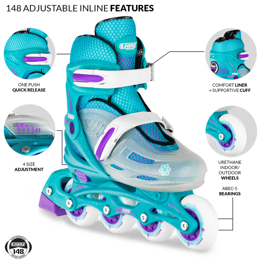 148 - Size Adjustable Inline Skates | Crazy Skates
