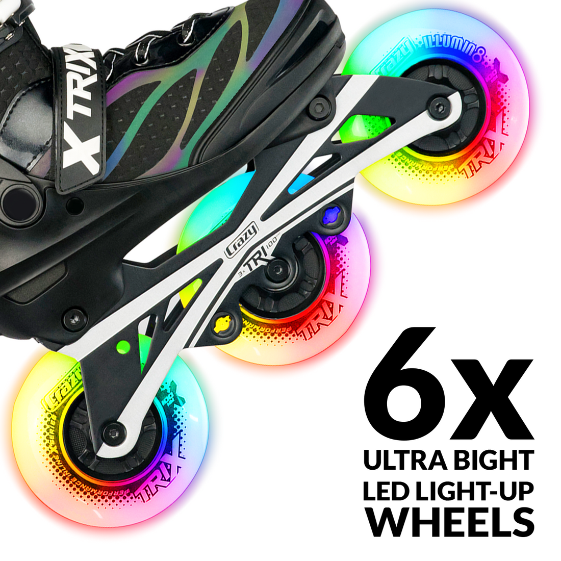 TRIX Black - 3 Wheel Size Adjustable Inline Skates