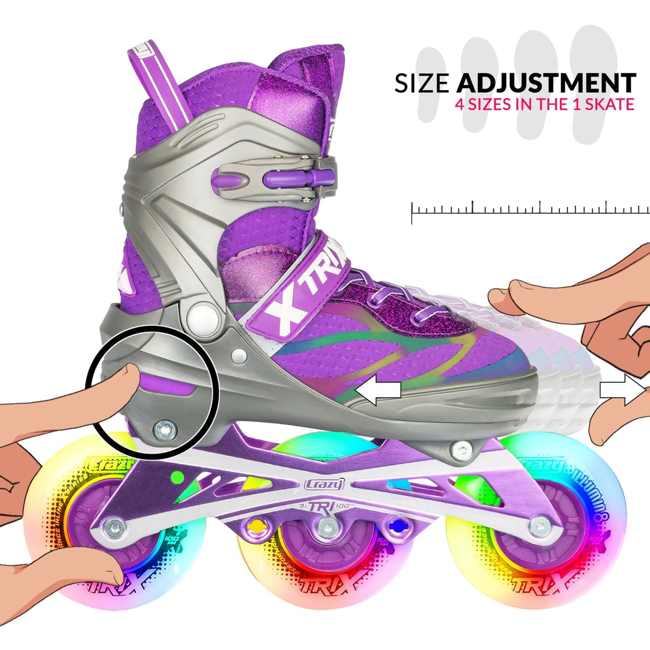 TRIX - 3 Wheel Size Adjustable Inline Skates