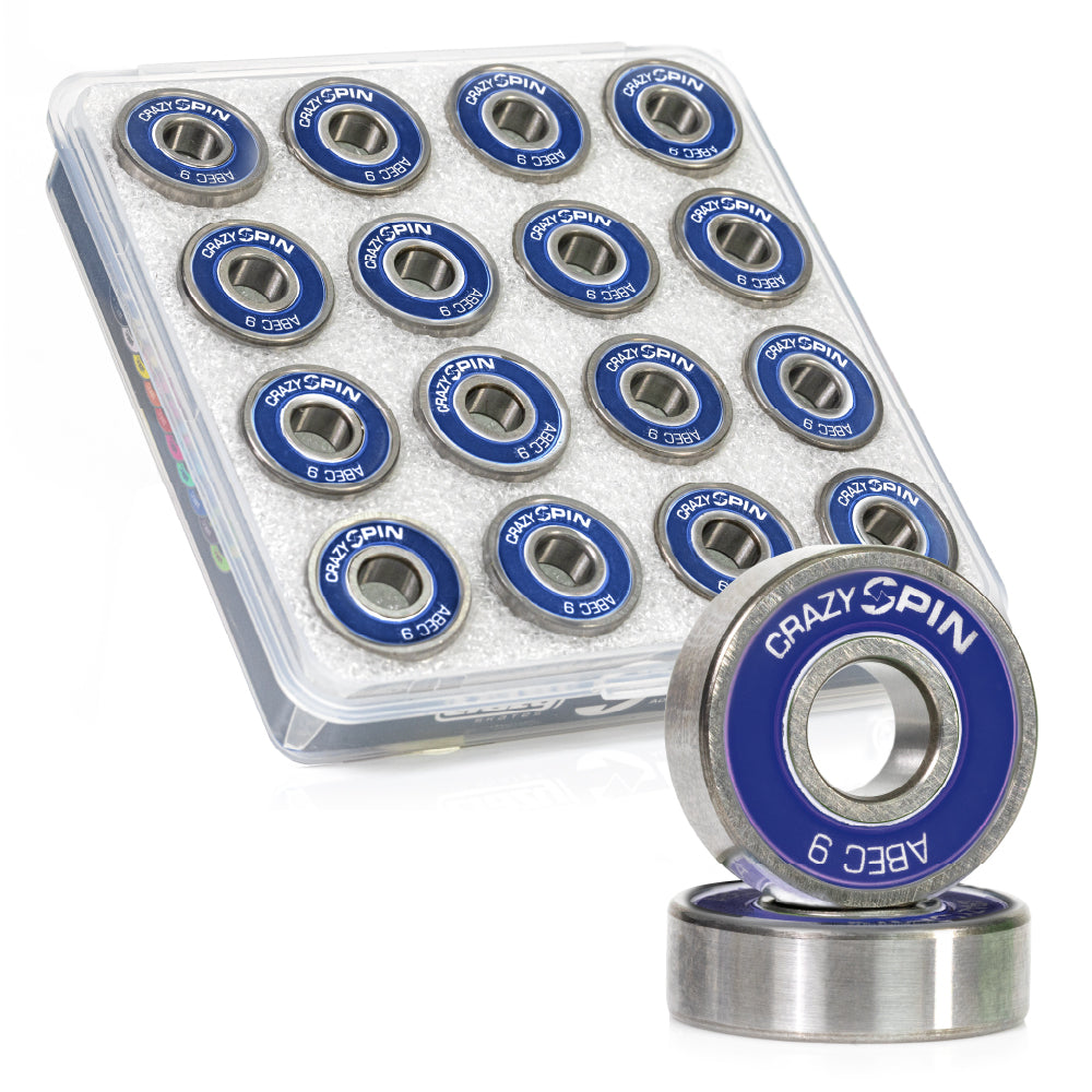 Crazy Skates Spin Blue Bearings | Case of 16 | High-Quality Bearings