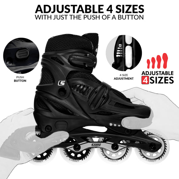 Blade Black Size Adjustable Inline Skates | Kids Crazy Skates