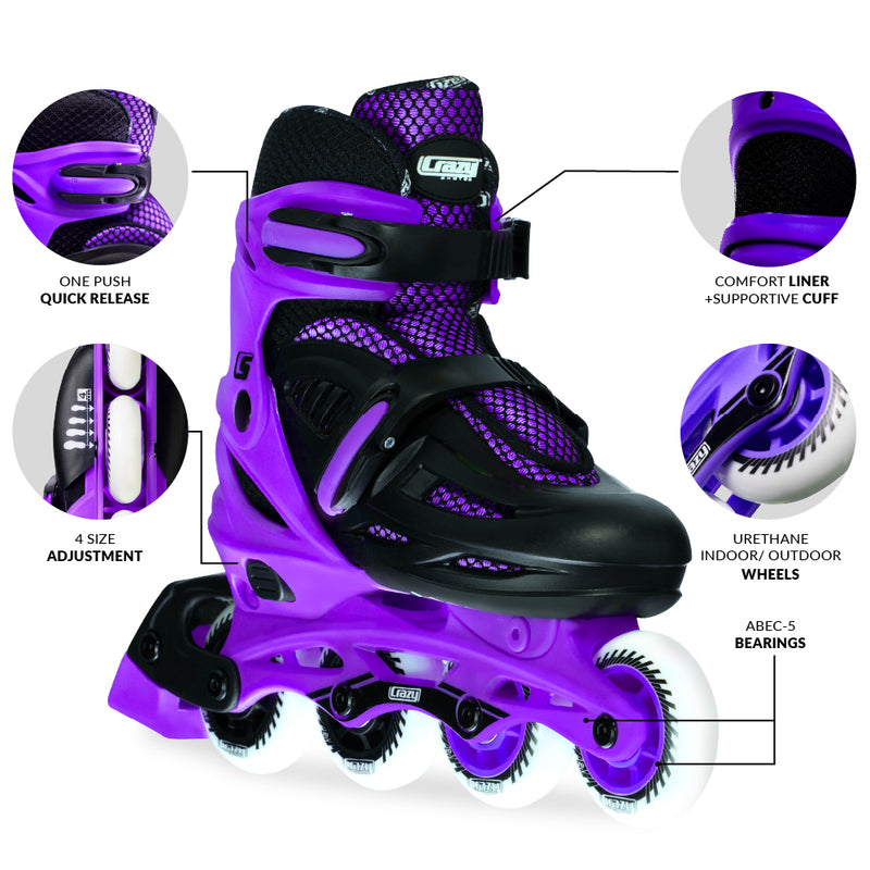 Blade Purple Size Adjustable Inline Skates | Kids Crazy Skates