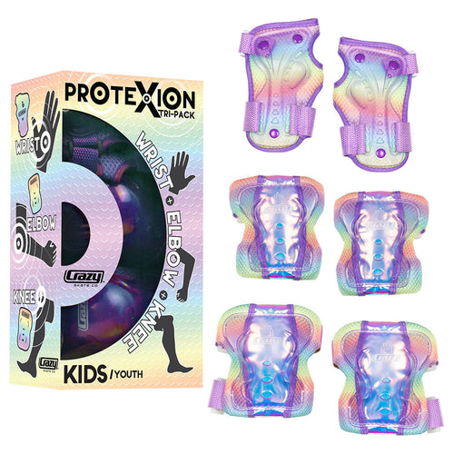 Rainbow ProteXion Safety Pads - Three Piece Set | Crazy Skates