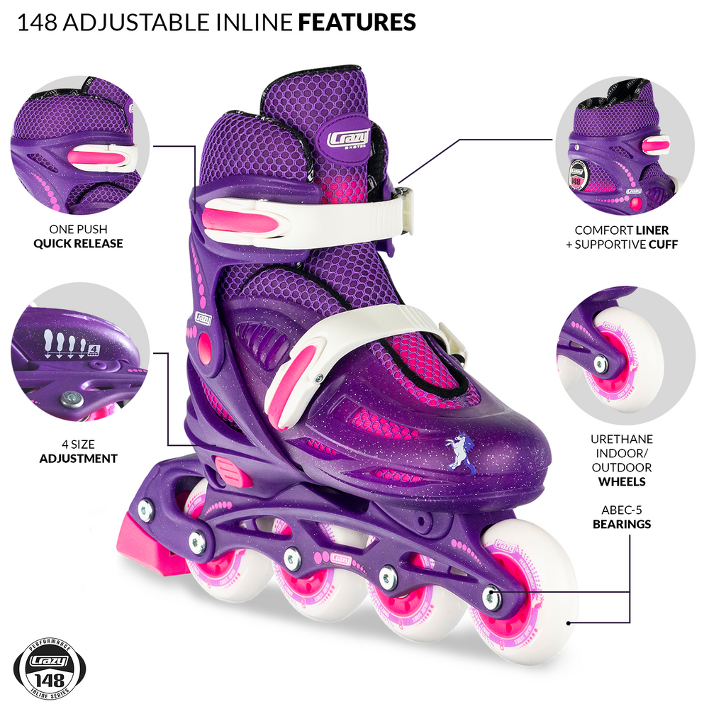 148 - Size Adjustable Inline Skates | Crazy Skates
