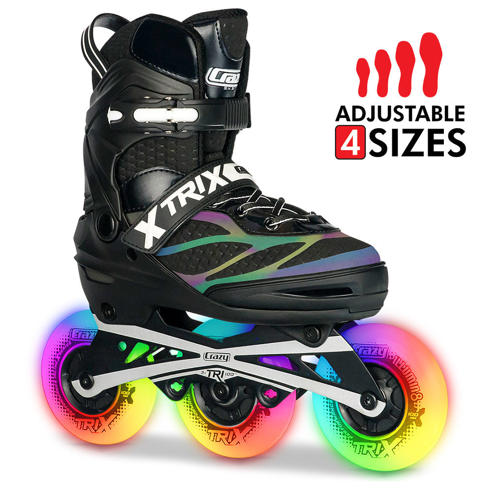 TRIX Black - 3 Wheel Size Adjustable Inline Skates