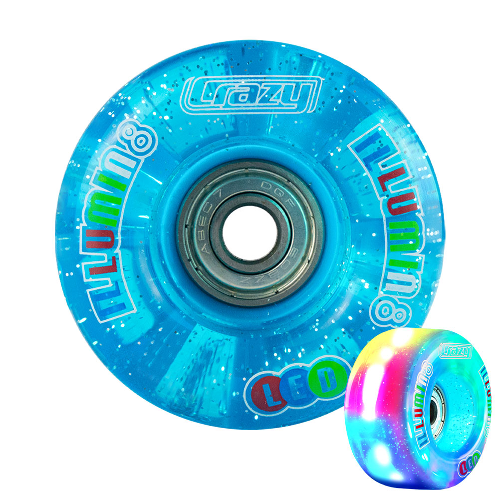 illumin8 Teal Glitter| LED Light-Up Roller Skate Wheels | Set of 2