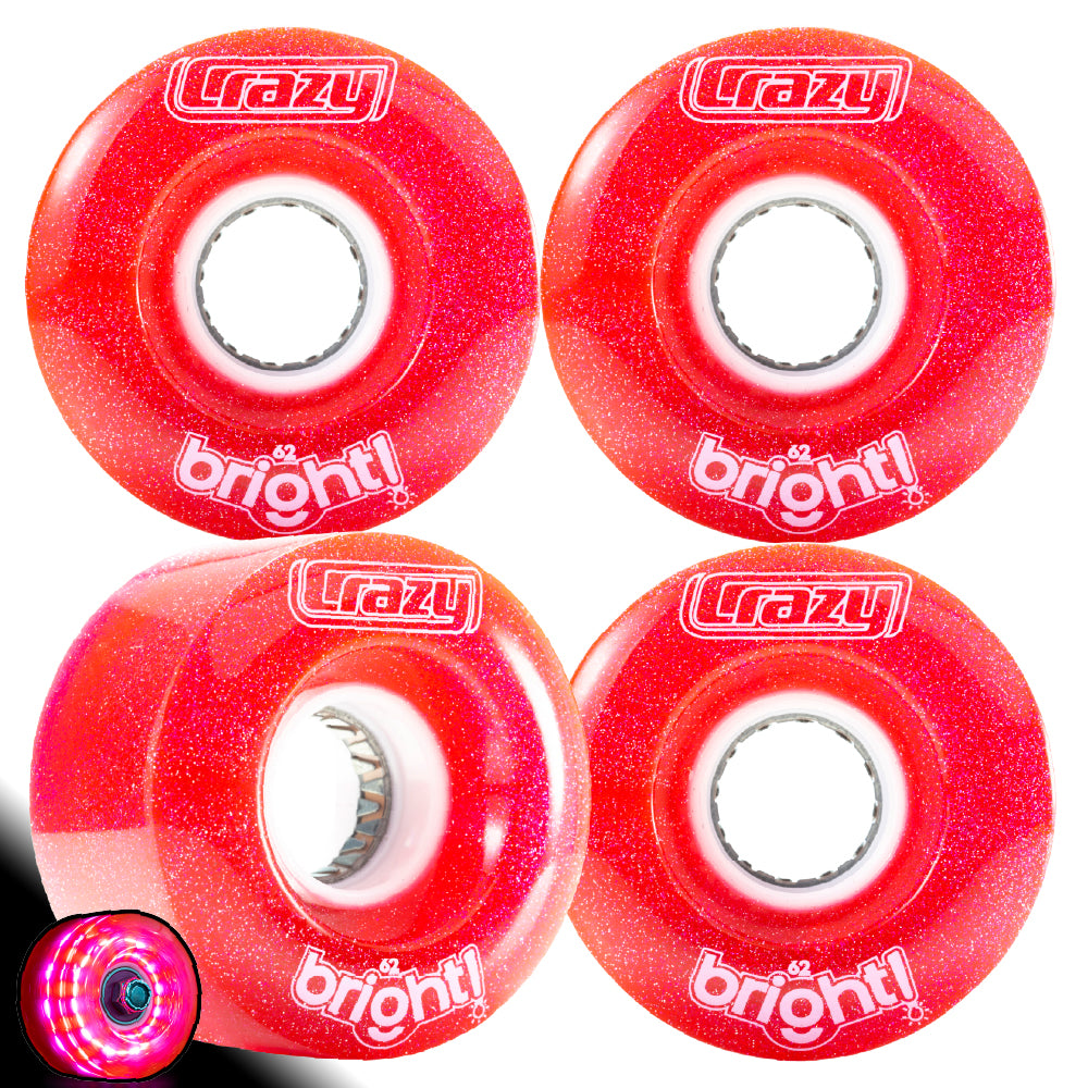 Brights Red | Set of 4 | LED Light Up Roller Skate Wheels