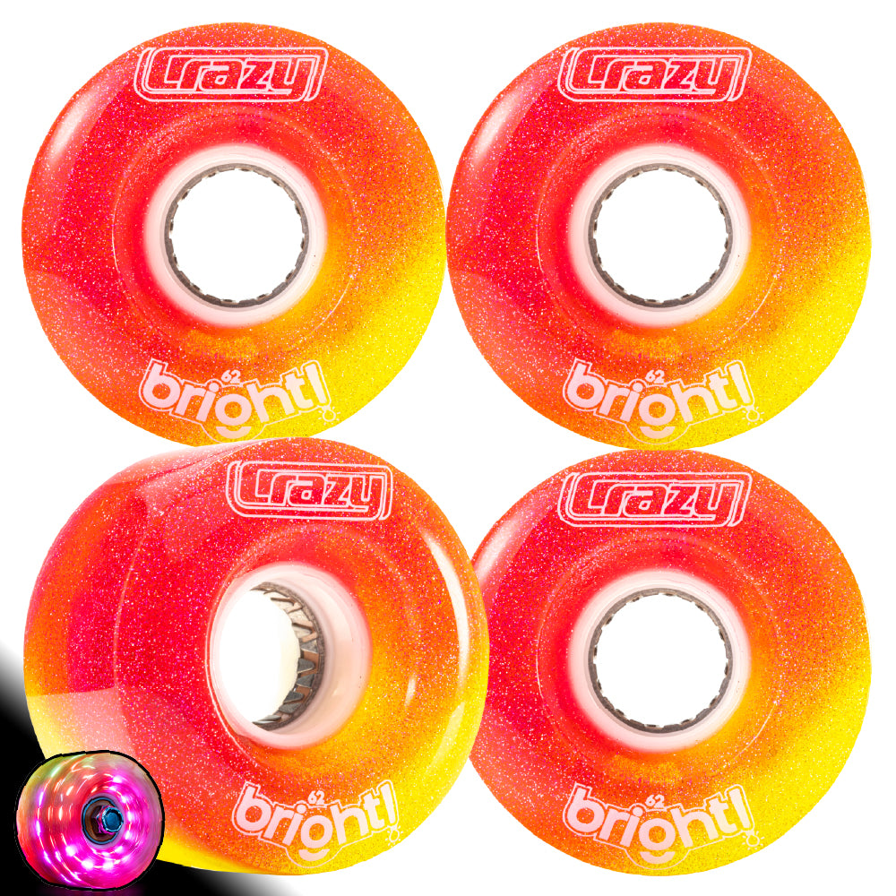 Brights Red Yellow | Set of 4 | LED Light Up Roller Skate Wheels
