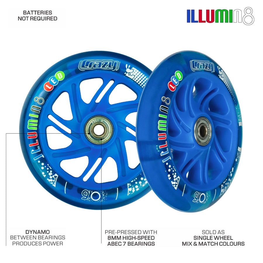 illumin8 Blue LED Light-Up Scooter Wheels | Crazy Skates
