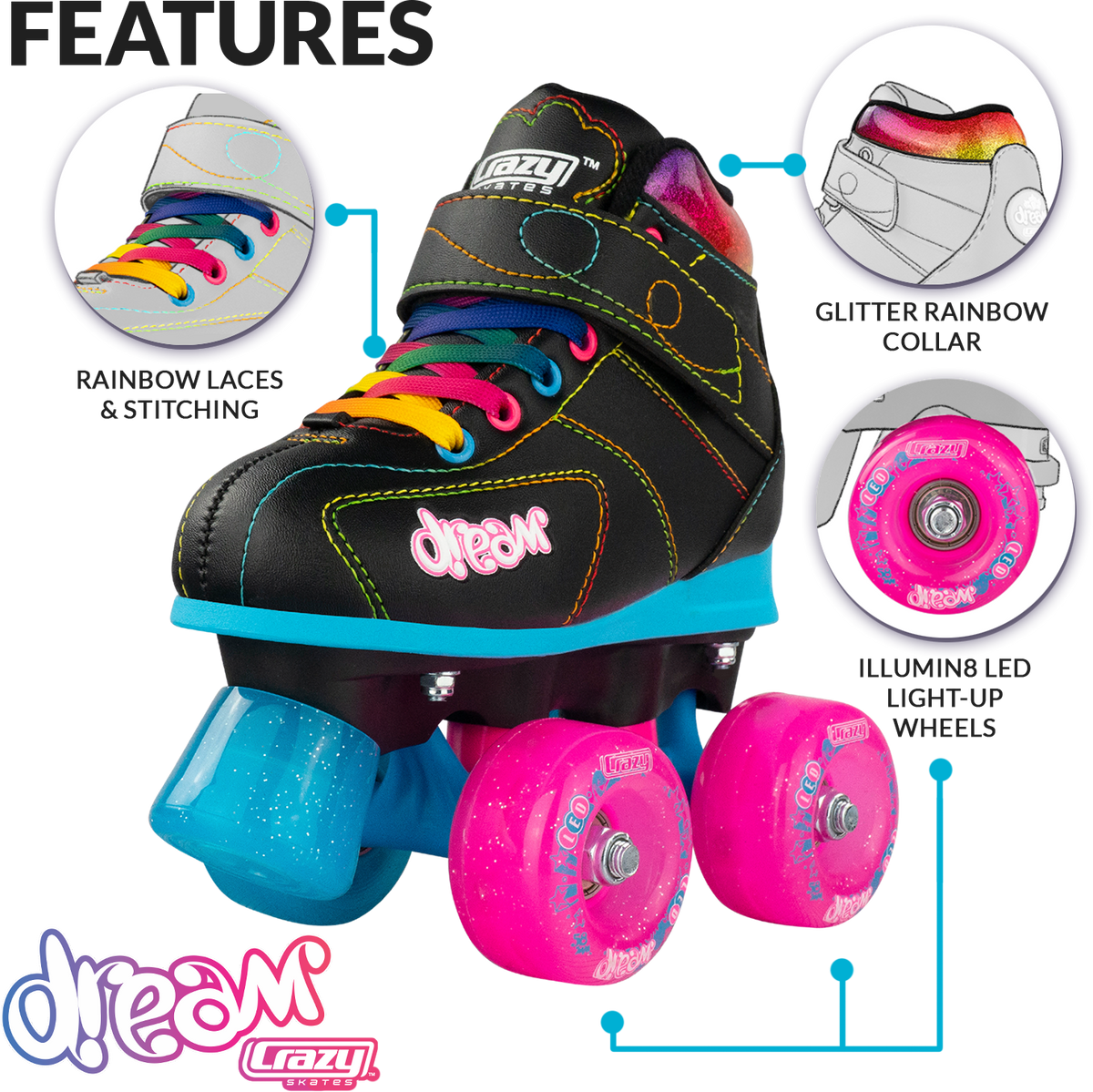 Warehouse Deal | DREAM - Black Roller Skates