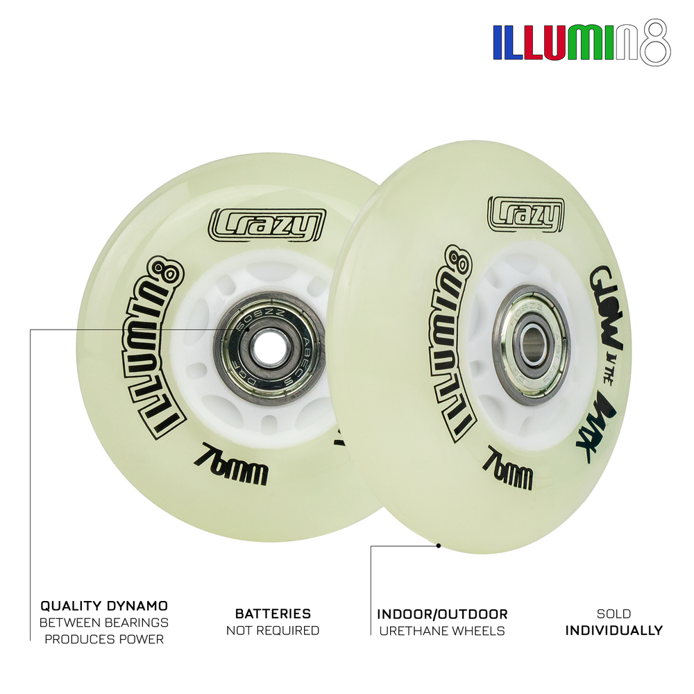 illumin8 LED Light Up Inline Wheels - Glow in the Dark